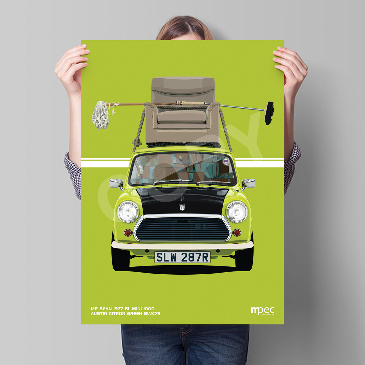 Illustration Mr Bean 1977 BL Mini 1000 in Austin Citron Green ...