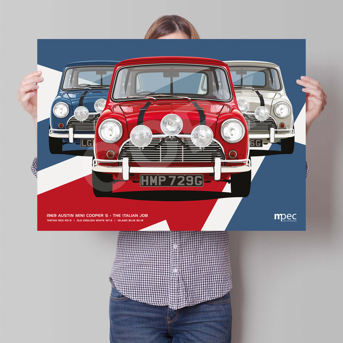 Landscape Illustration The Italian Job 1969 Austin Mini Cooper S - Red ...