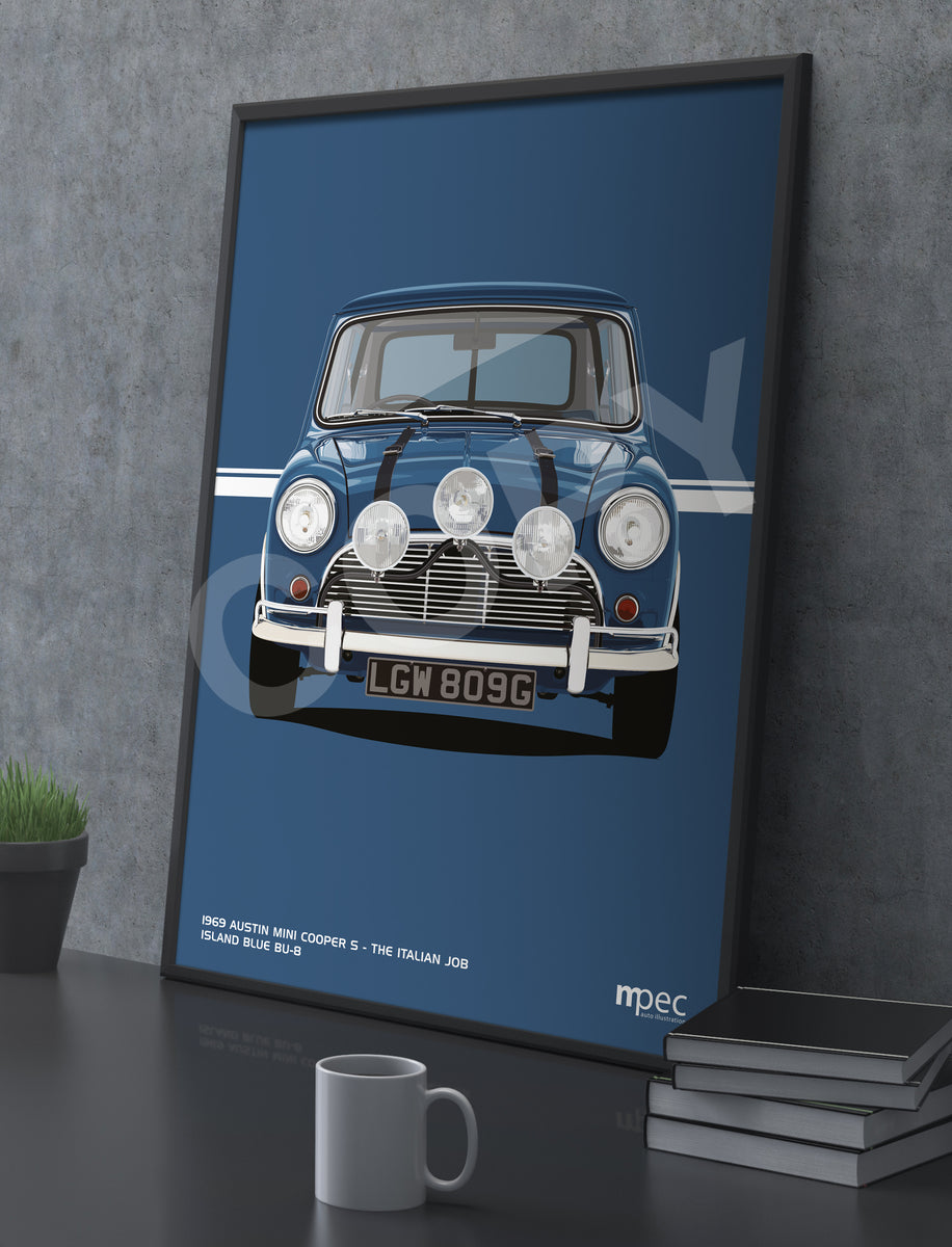 Illustration The Italian Job 1969 Austin Mini Cooper S - Blue ...
