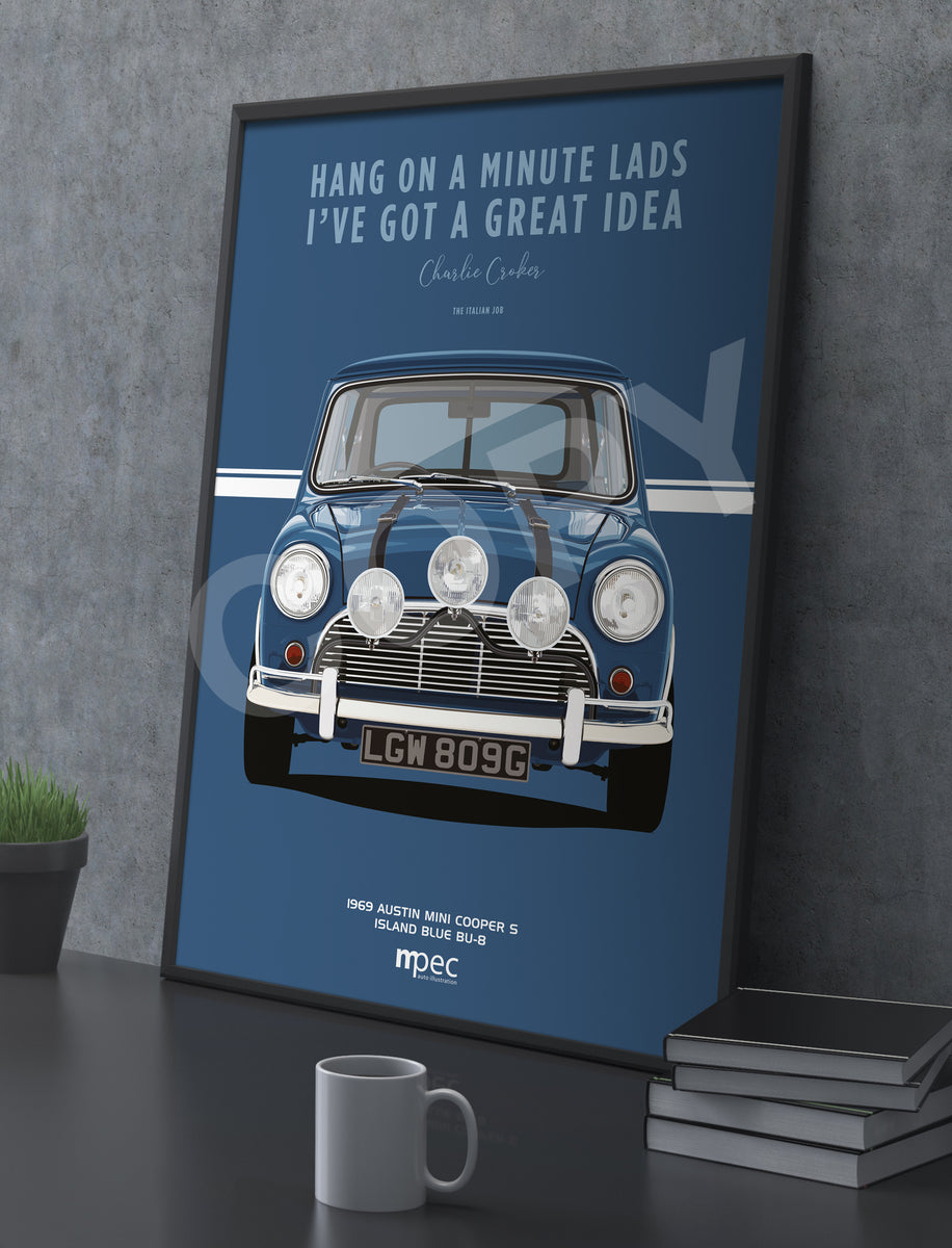 Illustration The Italian Job 1969 Austin Mini Cooper S - Blue Quote ...