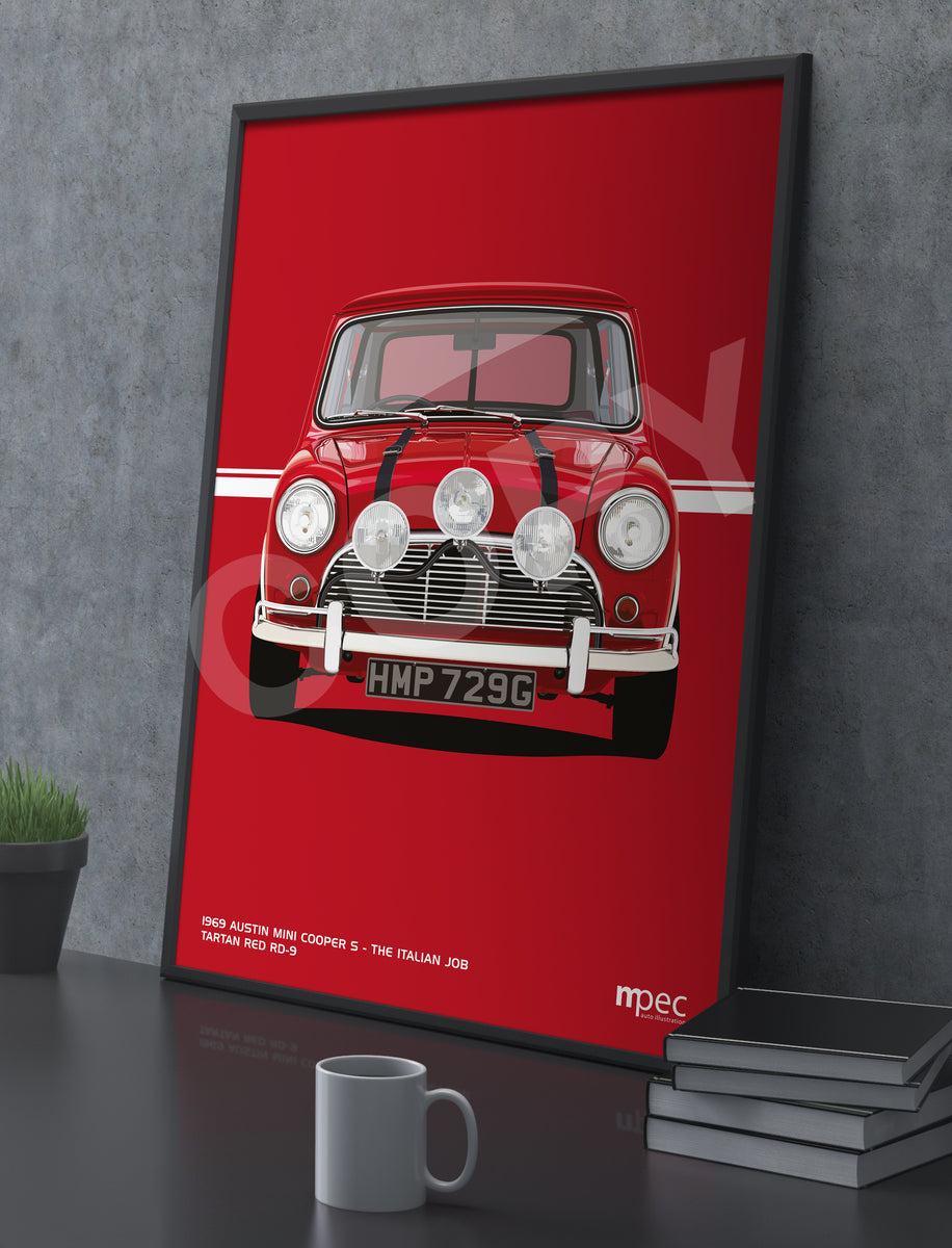 The Italian Job 1969 Austin Mini Cooper S Poster - Red ...