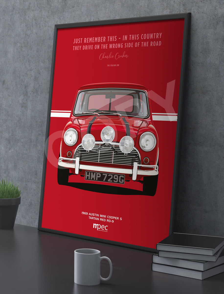Illustration The Italian Job 1969 Austin Mini Cooper S - Red Quote ...