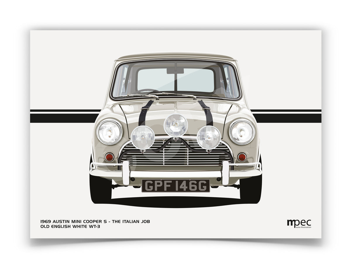 The Italian Job 1969 Austin Mini Cooper S - White Landscape ...